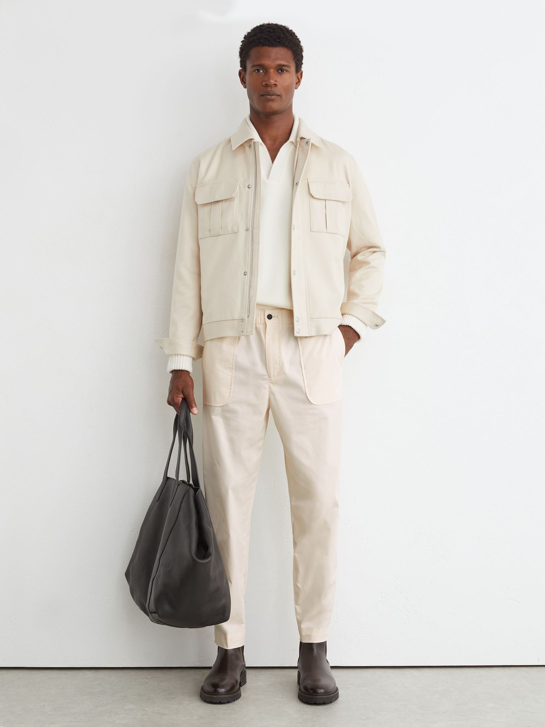REISS Reiss Lightweight Tapered Cotton-Blend Trousers